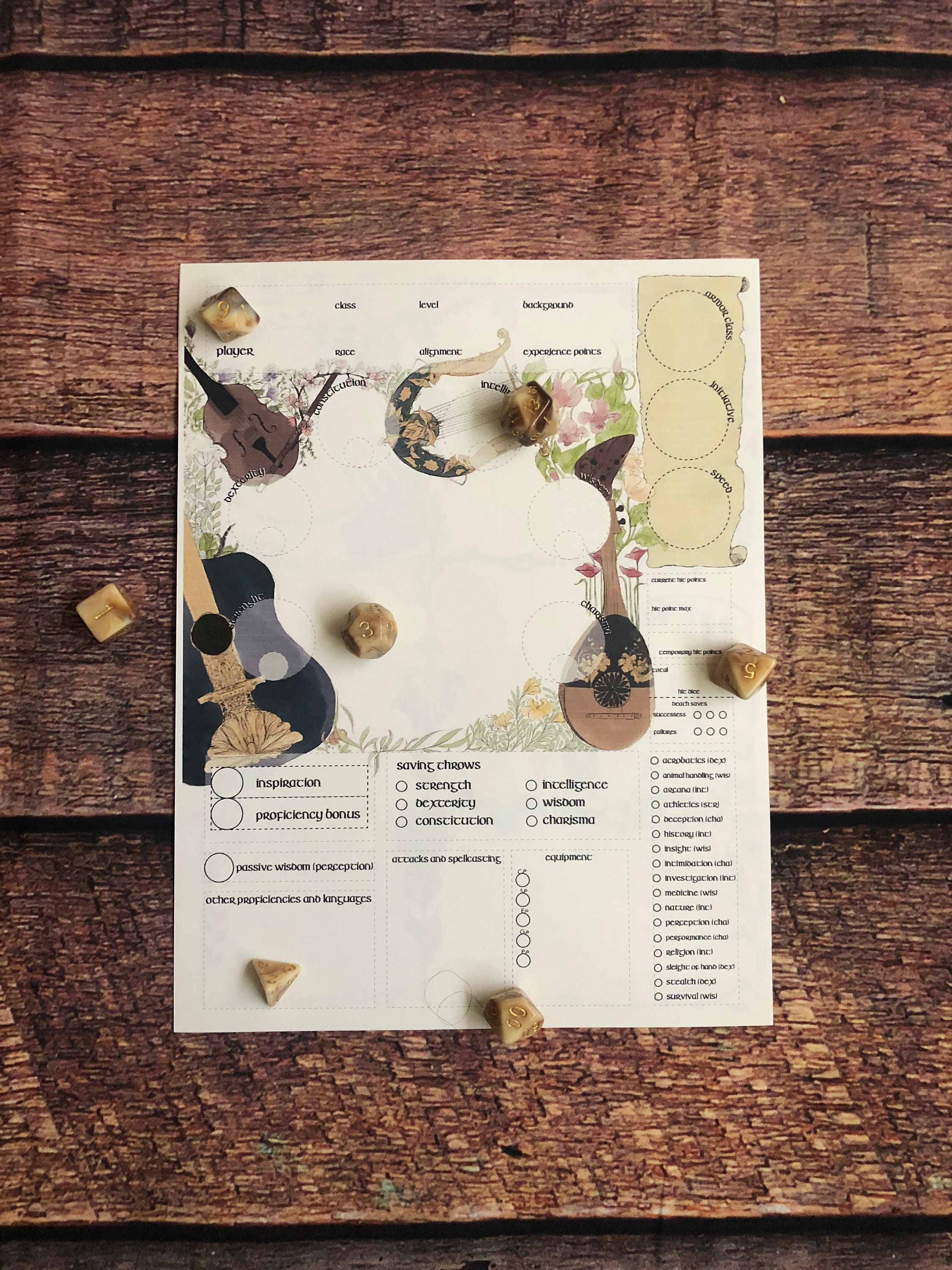 Dnd 5e Character Sheet Bards - Etsy Hong Kong