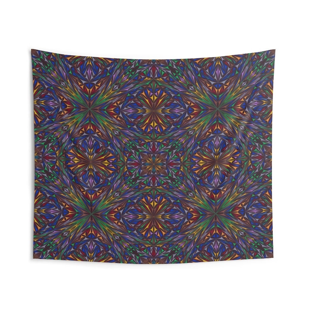 Geometric Bohemian Wall Tapestry, Colorful Polyester Decor - Etsy