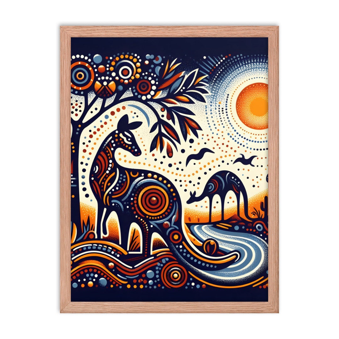 Aboriginal Art Kangaroo Framed Poster: Dreamtime Wall Decor - Etsy
