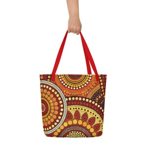 Aboriginal Design Huge Tote Bag, Art Lover Gift, Traditional Art Dot ...