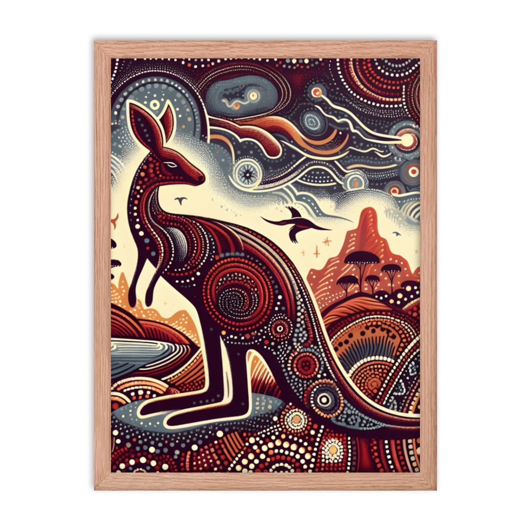 Aboriginal Art Kangaroo Print Framed Poster, Housewarming Gift ...