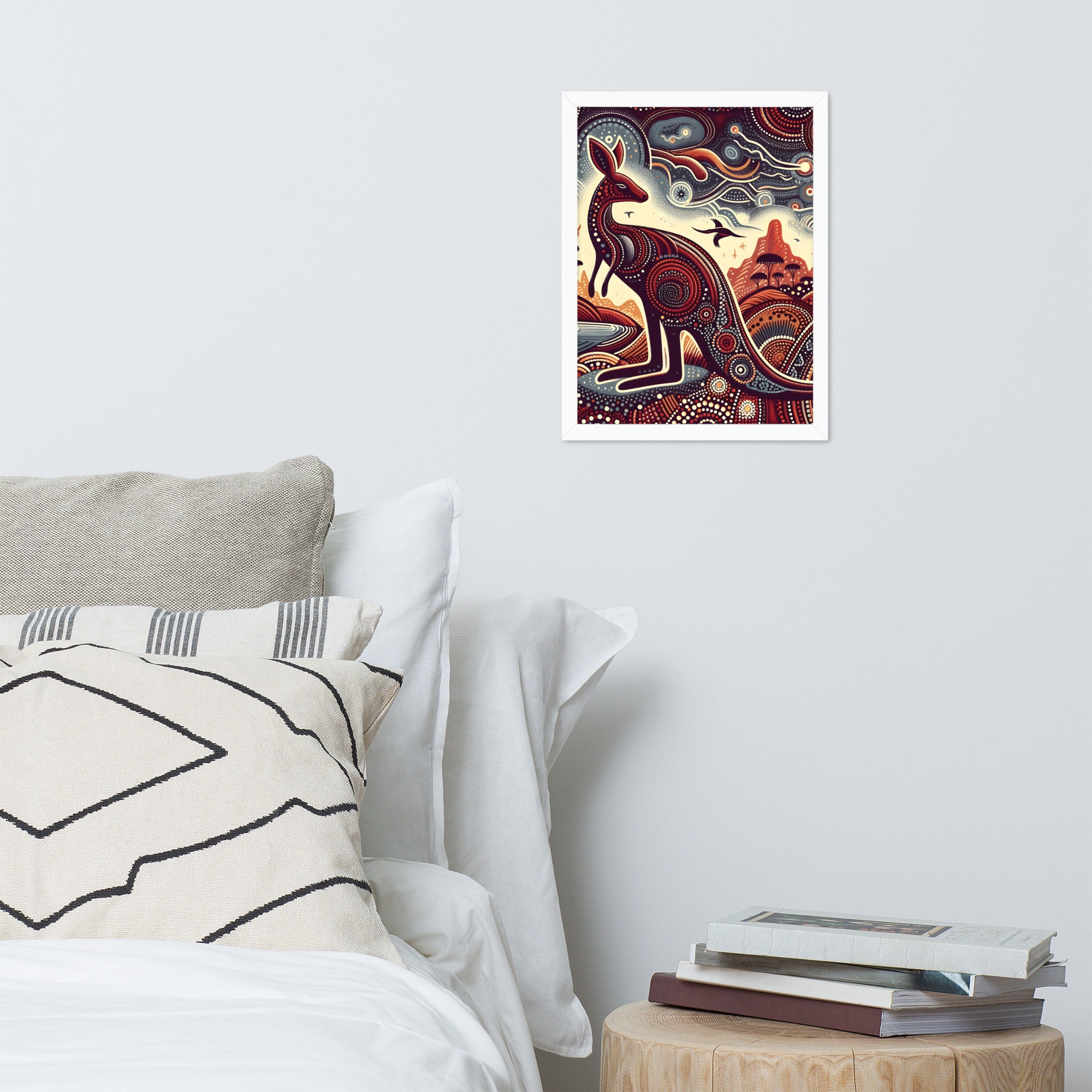 Aboriginal Art Kangaroo Print Framed Poster, Housewarming Gift ...