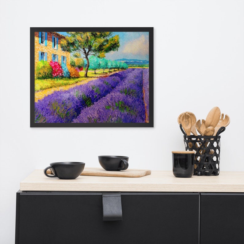 Lavender Field Wall Art Framed Poster, Flower Field Wall Art Framed ...