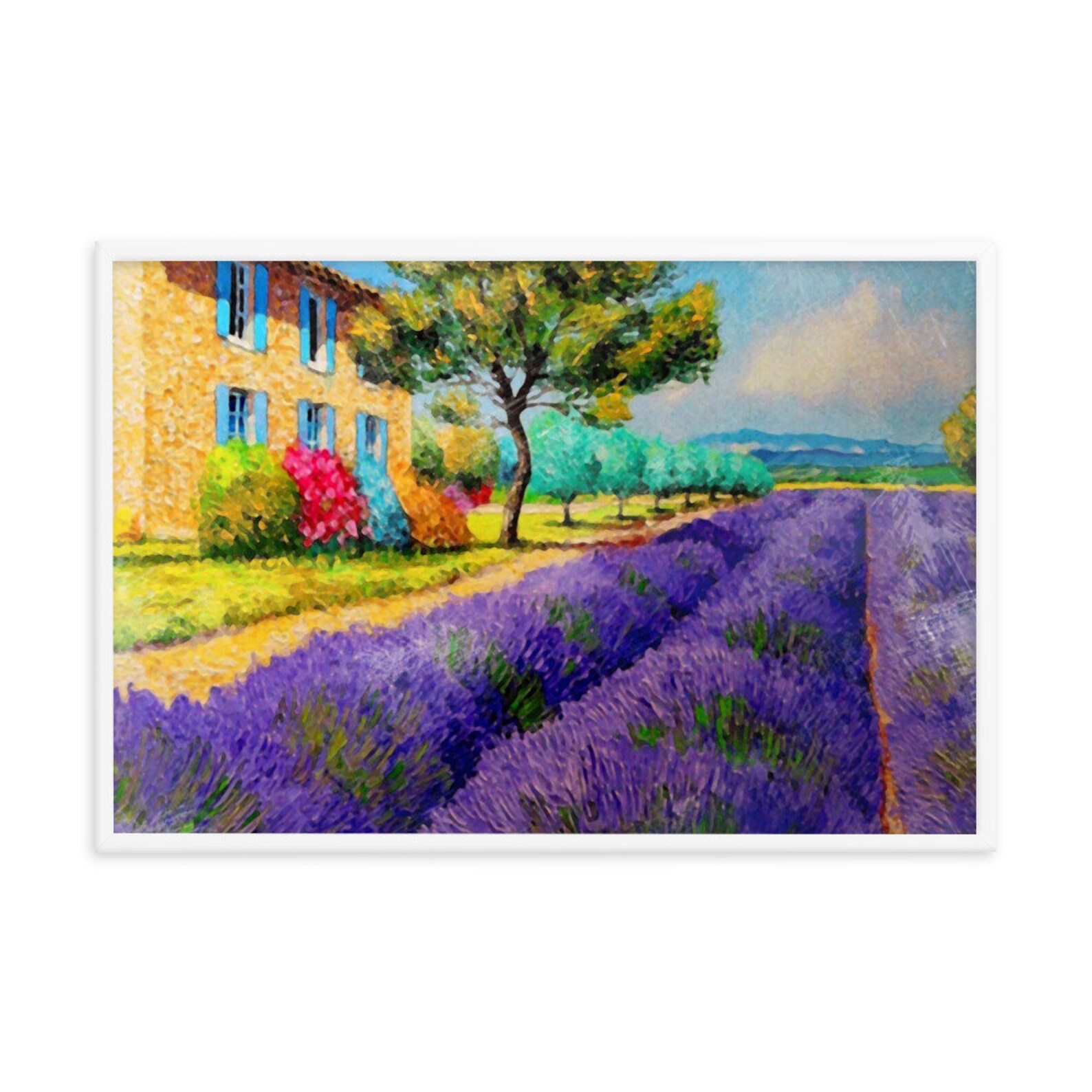 Lavender Field Wall Art Framed Poster, Flower Field Wall Art Framed ...