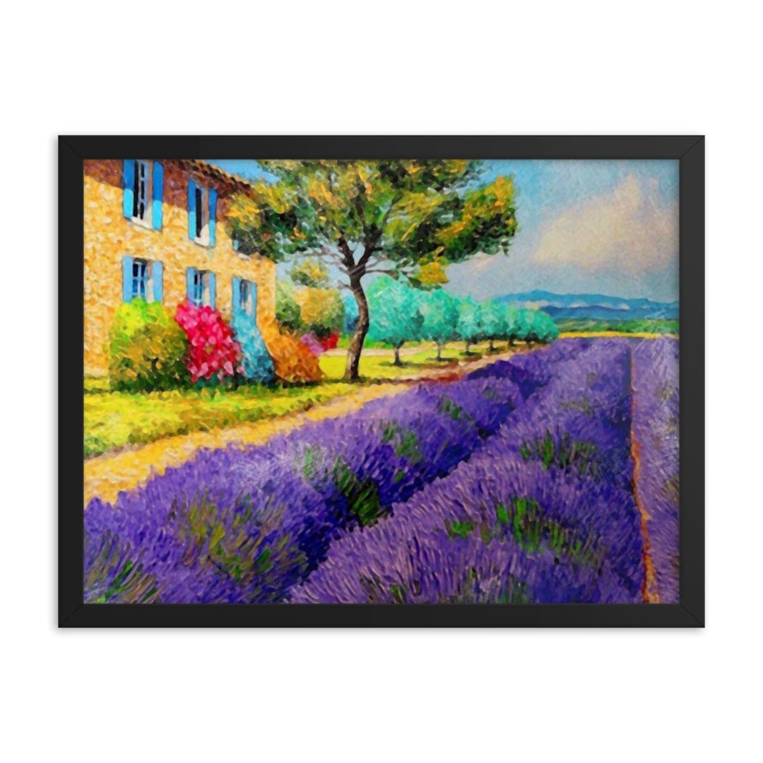 Lavender Field Wall Art Framed Poster, Flower Field Wall Art Framed ...
