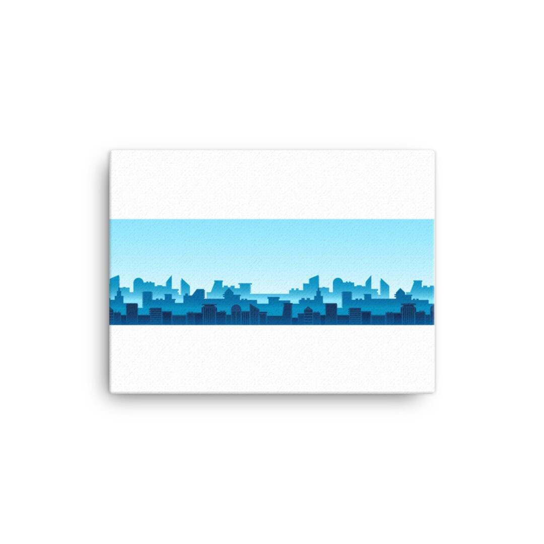 Blue City Skyline Abstract Canvas Wall Art: Urban Home Decor - Etsy