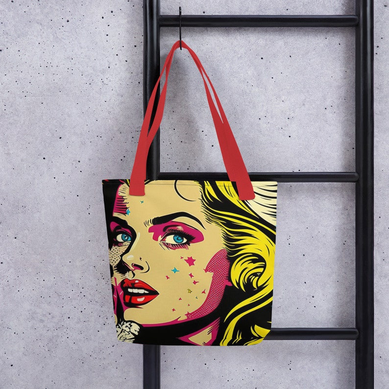 Comic Book Design Boho Style Shoulder Bag, Pop Art Polyester Tote Bag ...