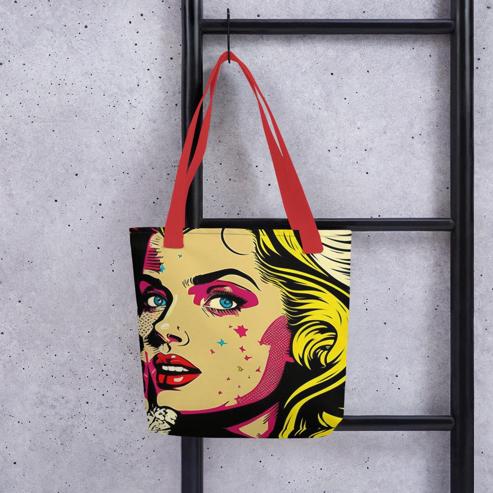 Comic Book Design Boho Style Shoulder Bag, Pop Art Polyester Tote Bag ...