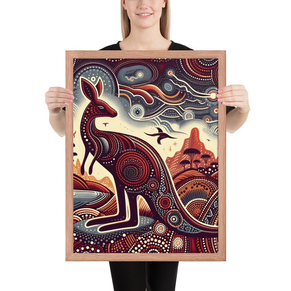 Aboriginal Art Kangaroo Print Framed Poster, Housewarming Gift ...