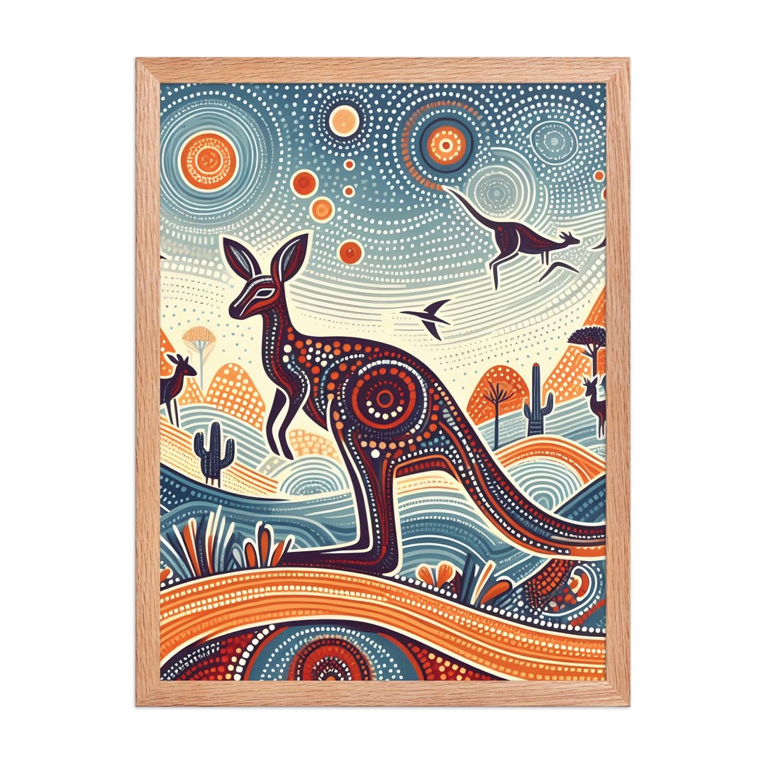 Aboriginal Art Kangaroo Framed Poster: Dreamtime Wall Decor - Etsy