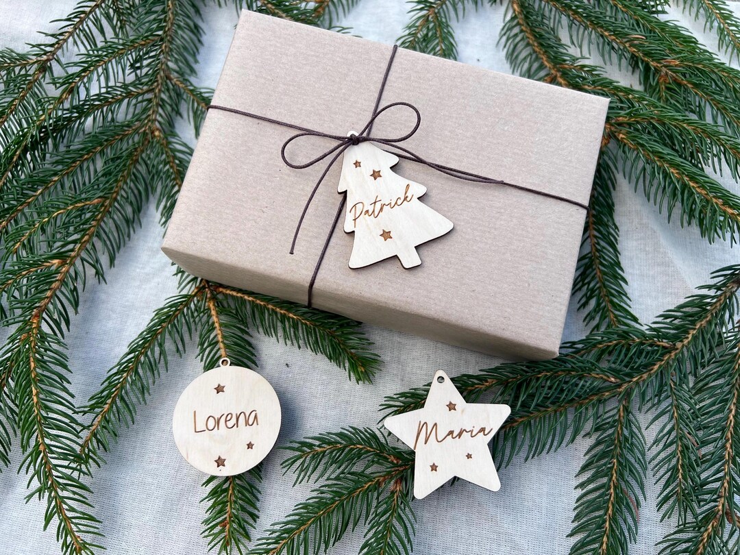 Gift Tags With Names | Set | Personalized Wooden Christmas Tags ...