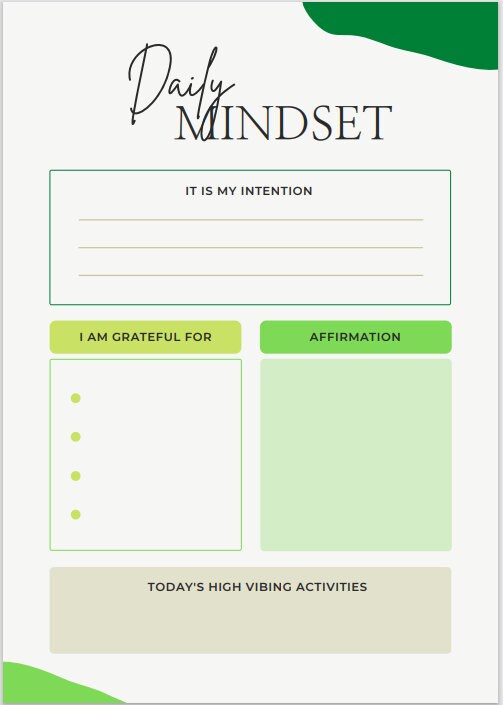 Daily Mindset Planner Template for a High Vibe Week - Etsy UK