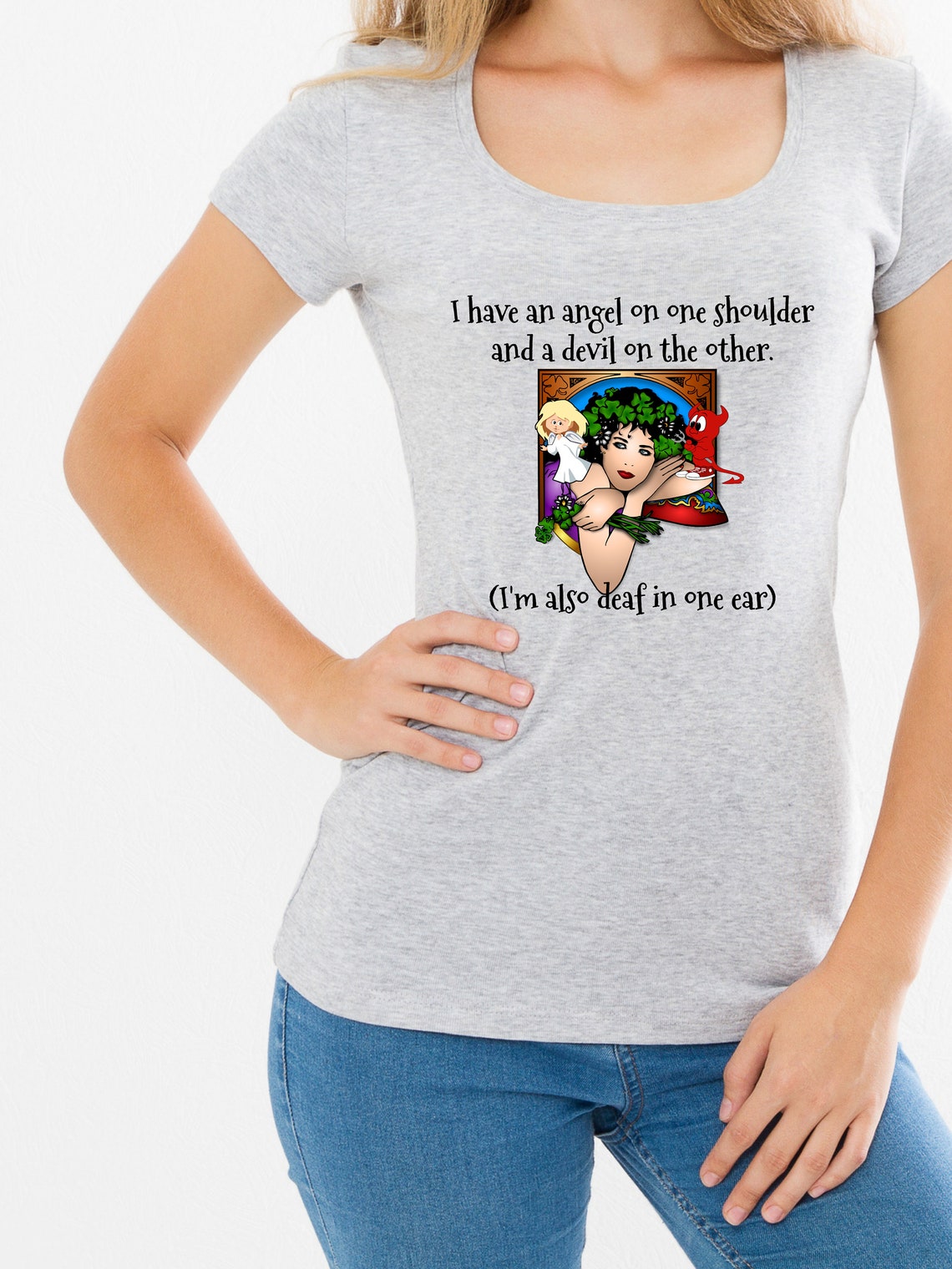Printable Funny Angel Devil for Mugs, Tees, Cards, Totes and Wall Art ...