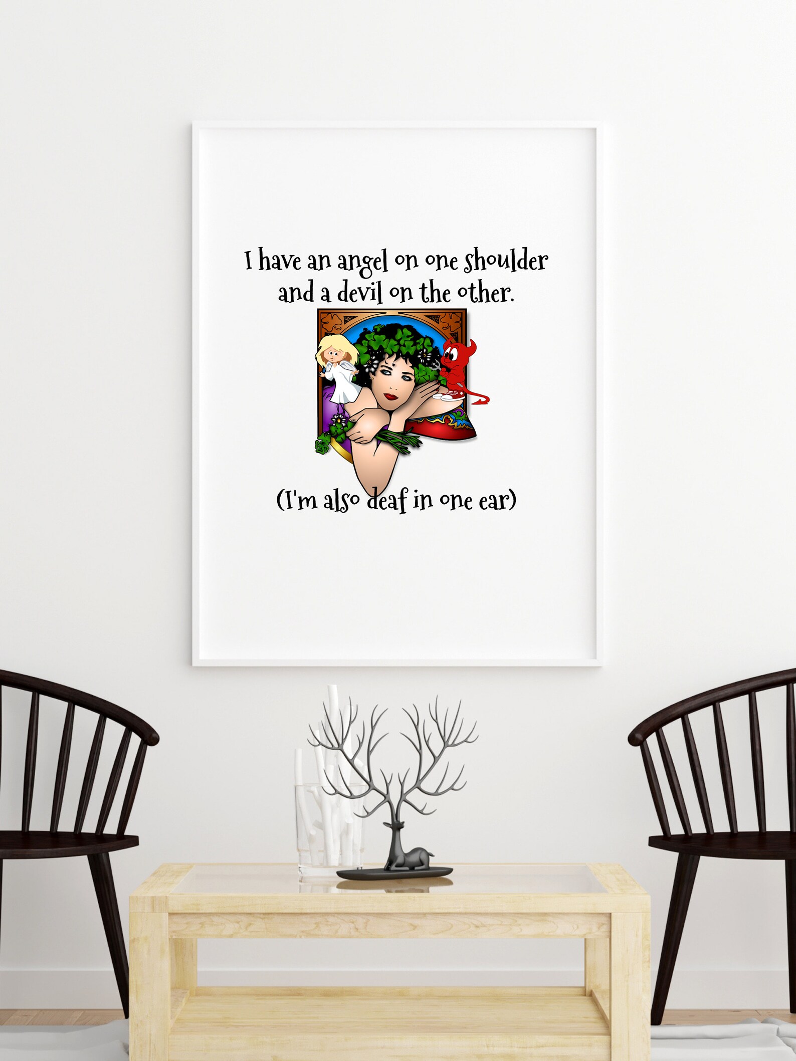 Printable Funny Angel Devil for Mugs, Tees, Cards, Totes and Wall Art ...