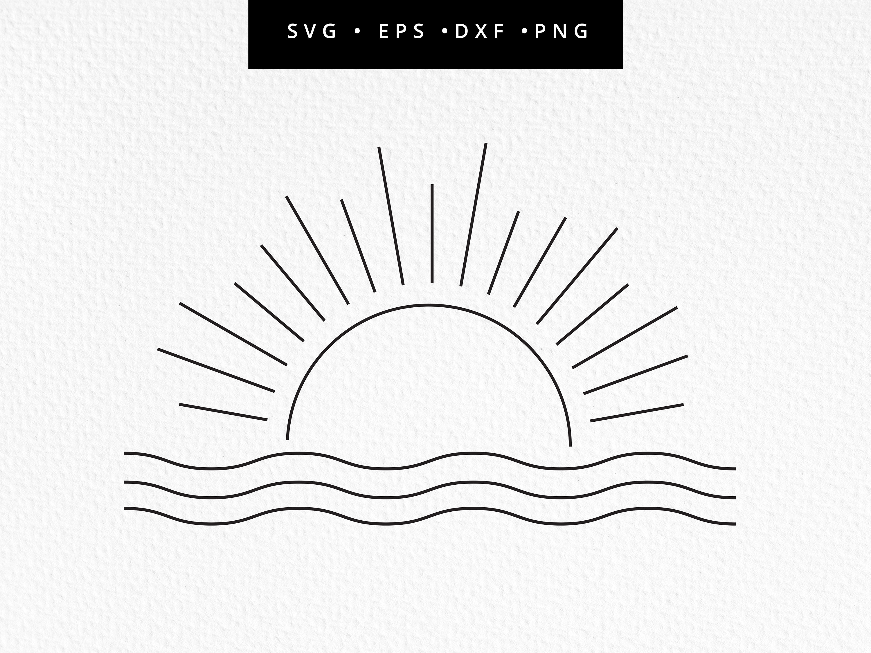 Sunburst SVG Sun SVG Cut File Half Sun svg Sun Ocean svg | Etsy