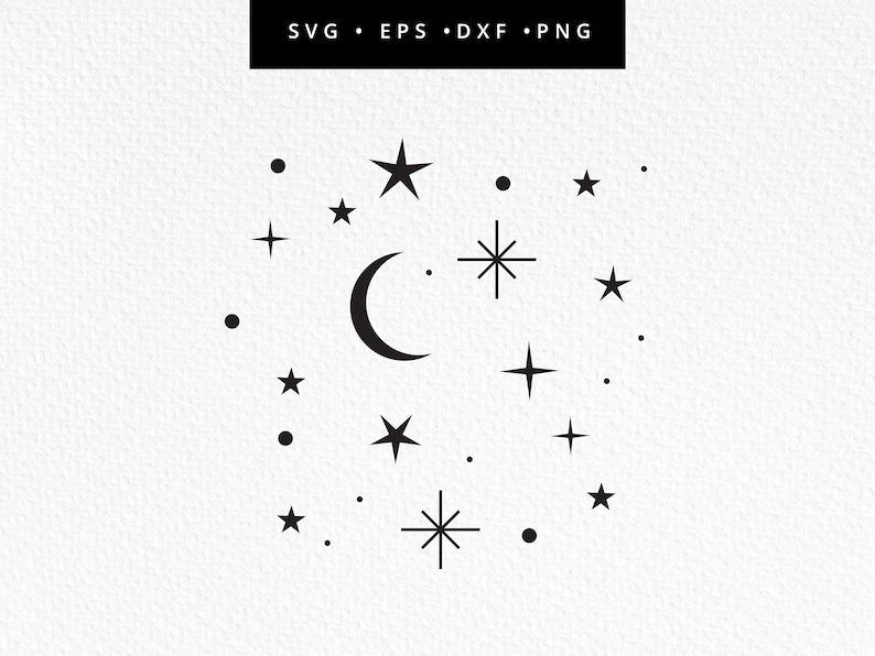 Celestial SVG, Moon Stars SVG Cut File, Celestial Clipart, Boho Moon ...