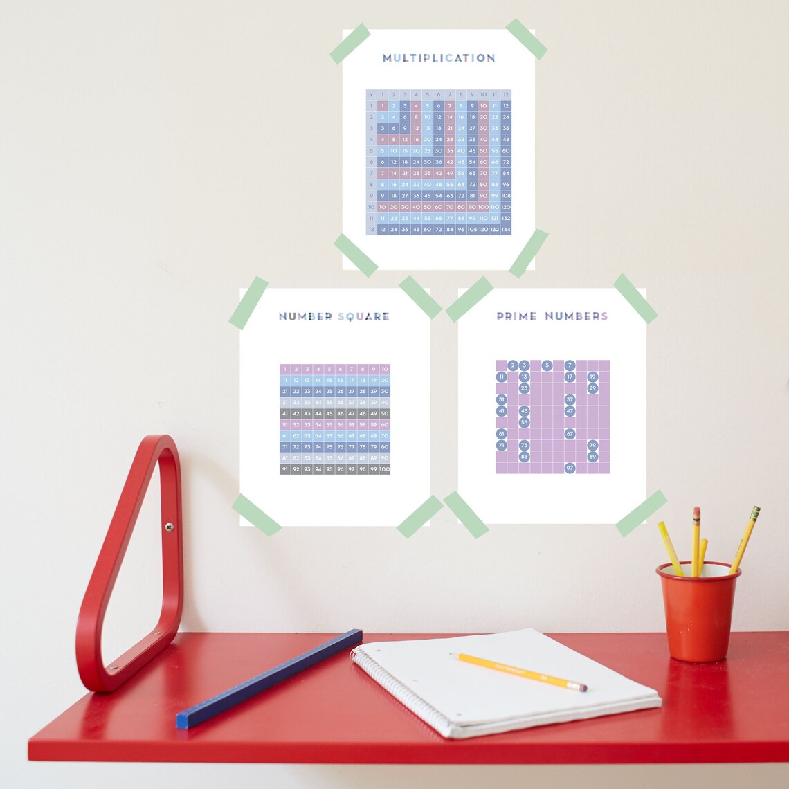 Math Printables, Set of 3: Multiplication Chart Poster, 1-100 Counting ...