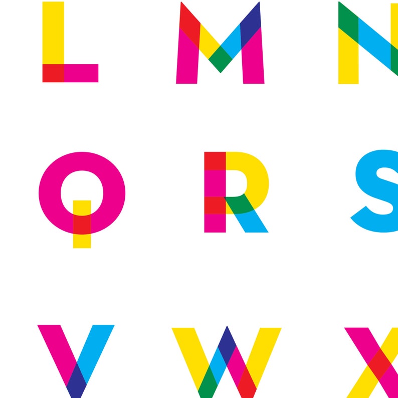 Alphabet Poster From A to Z Printable Mid Century Modern - Etsy