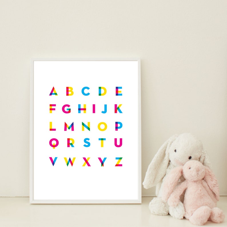 Alphabet Poster From A to Z Printable Mid Century Modern - Etsy