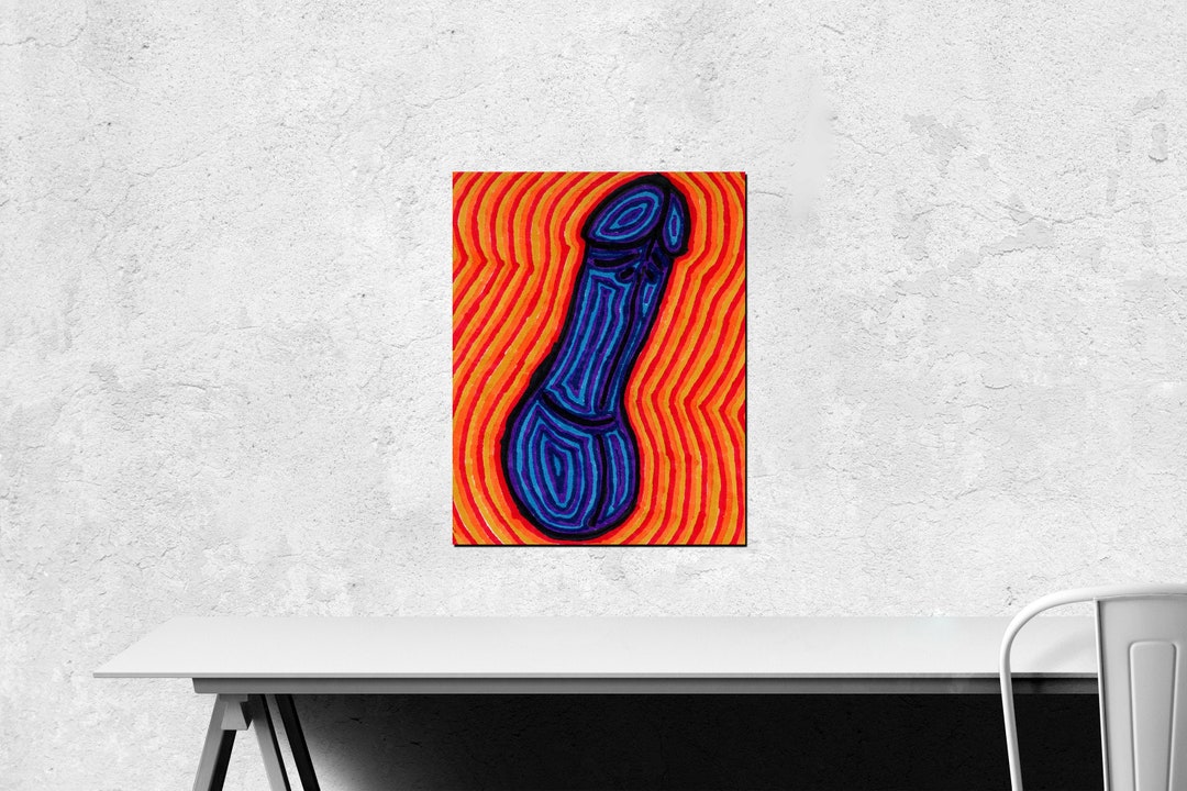 Colorful Phallic Vibrations - NSFW Homoerotic Original Art. Art Print ...