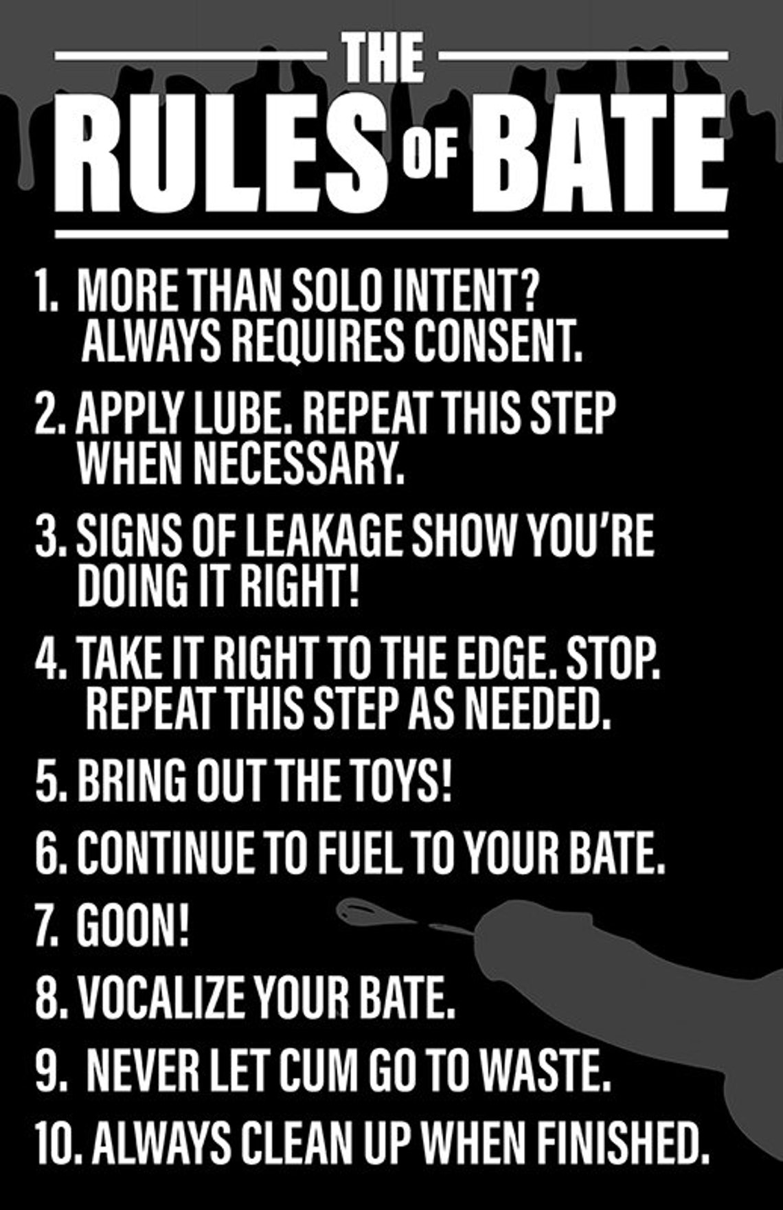 The Rules Of Bate Nsfw Masturbation Sex Poster Print Funy Etsy