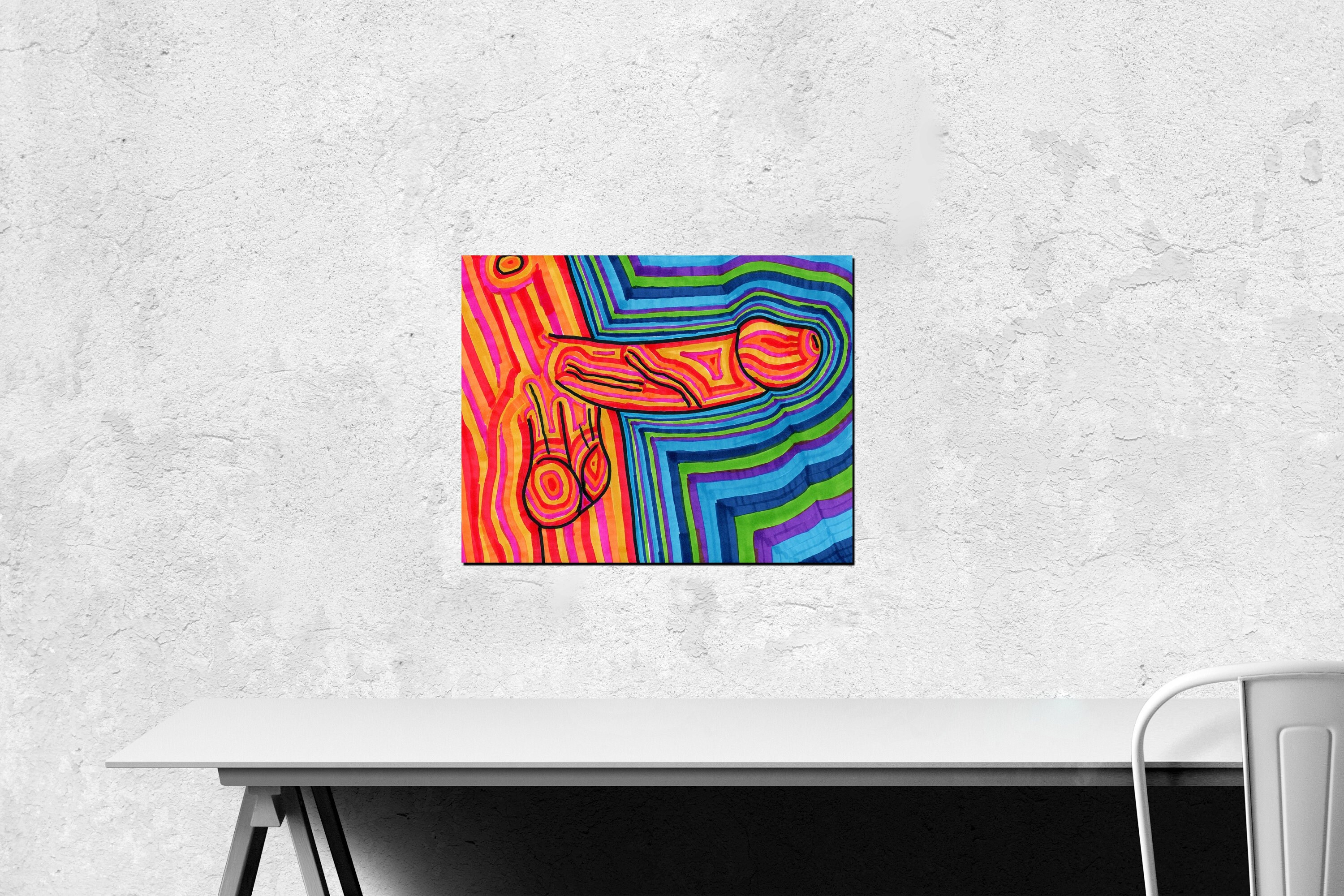 Erect Phallic Vibrations - NSFW Homoerotic Original Art. Art Print Copy ...