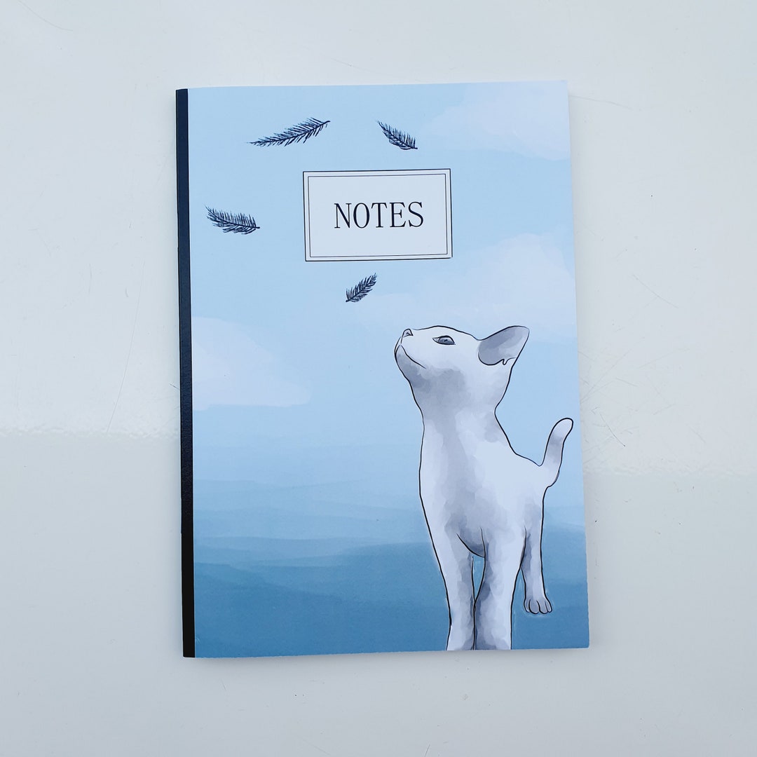 Cat and Feathers Notebook A5 36 Plain Pages Small Gift for Christmas ...