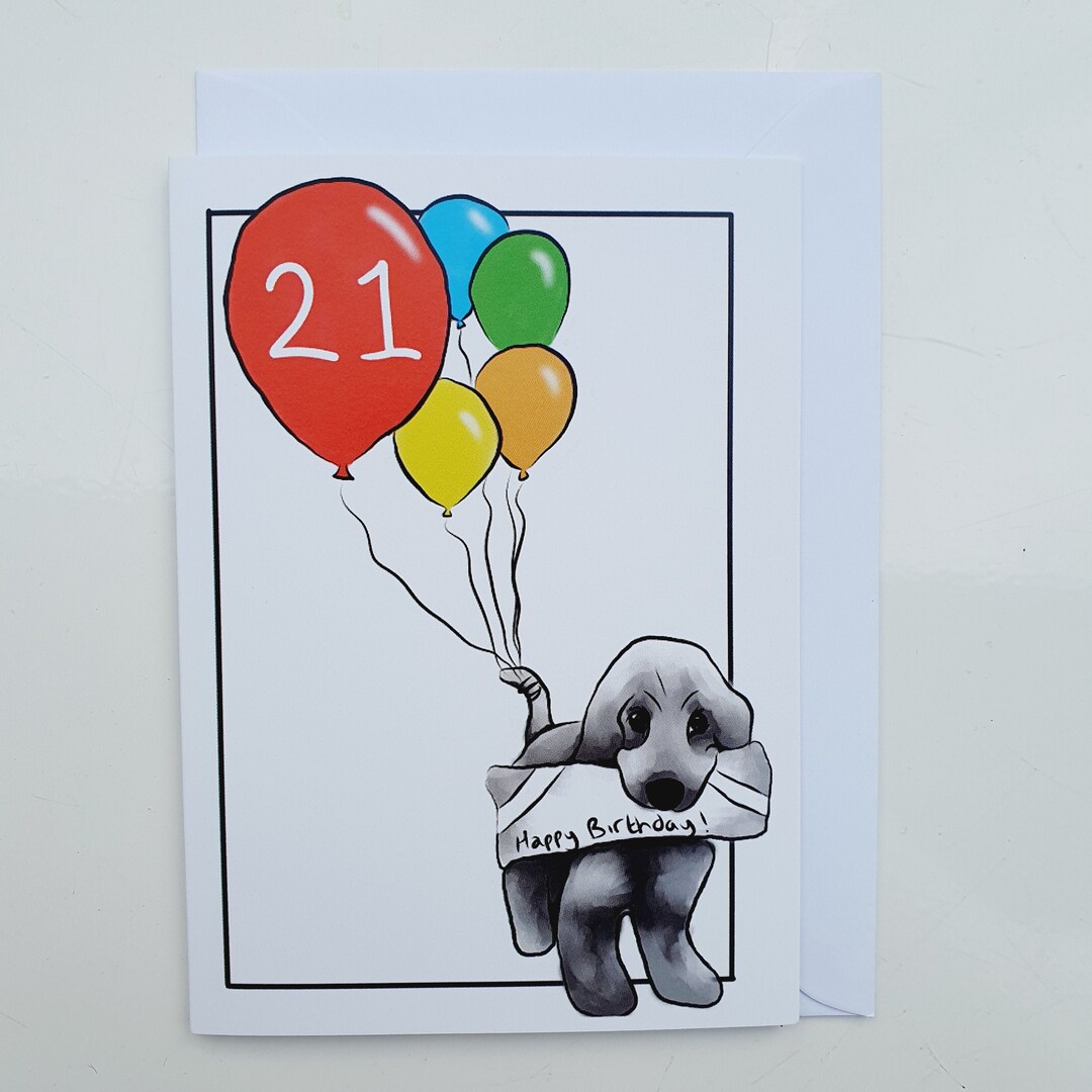 21st Birthday Card happy Birthday Dog Design - Etsy