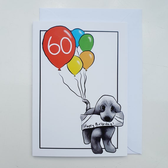60th Birthday Card Happy Birthday Dog Design | Etsy