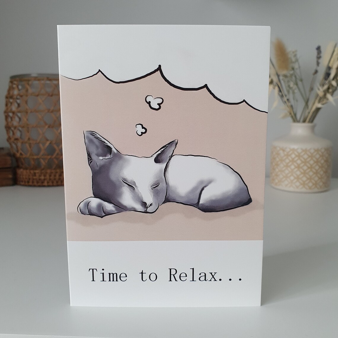 Cat Relax Card Time to Relax... Well Done | Etsy
