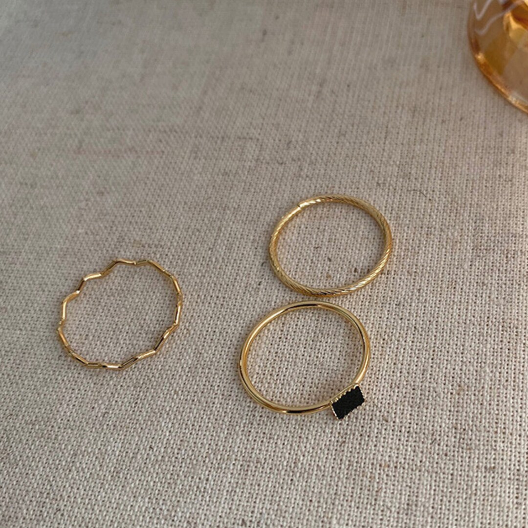 Gold Ring Set With Stone, Simple, Minimalist, Stacking Ring - Etsy