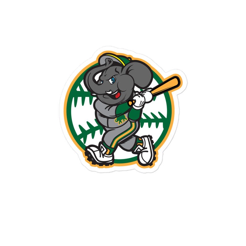 Oakland A's Elephant Swinging for the Fences Baseball Sticker - Etsy