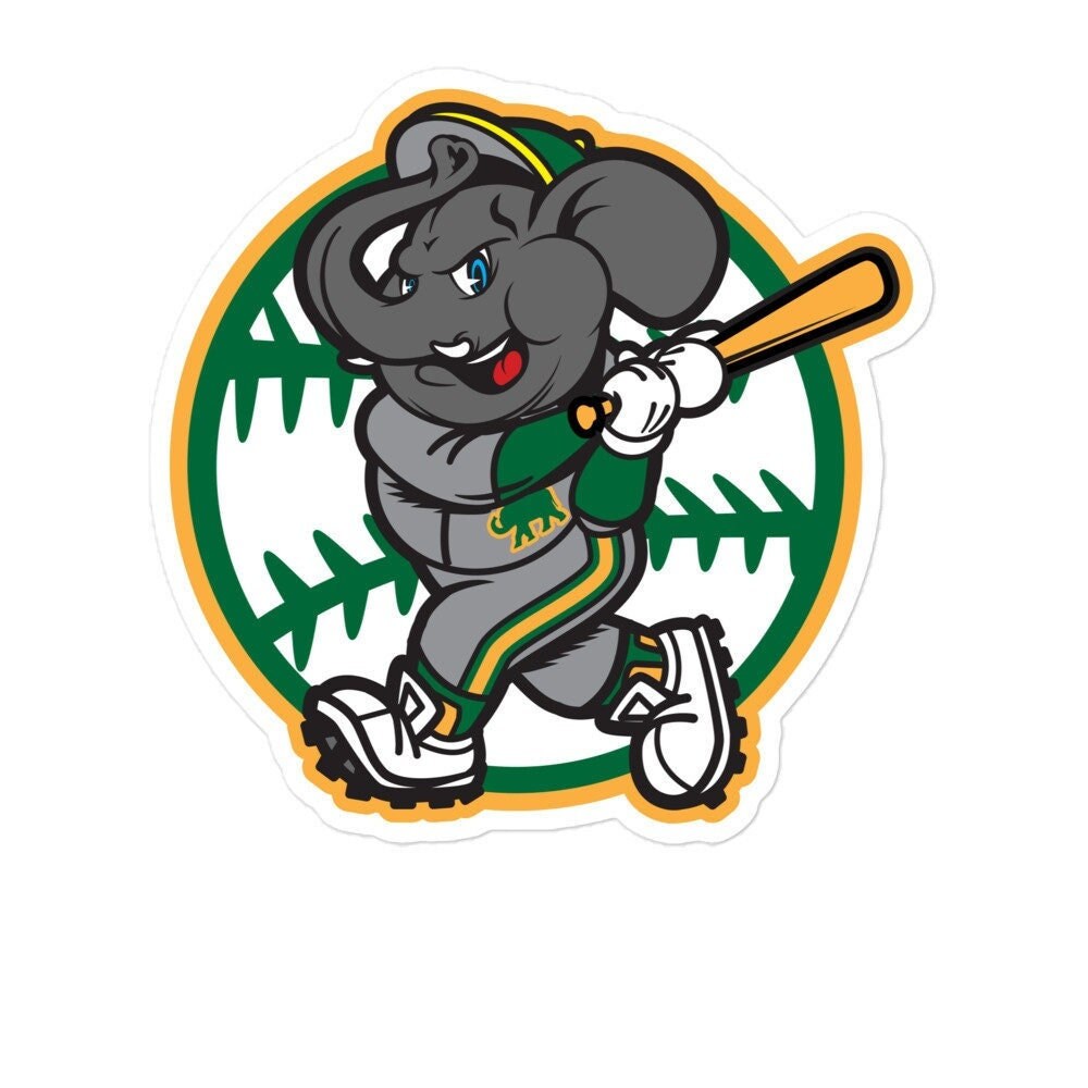 Oakland A's Elephant Swinging for the Fences Baseball Sticker - Etsy