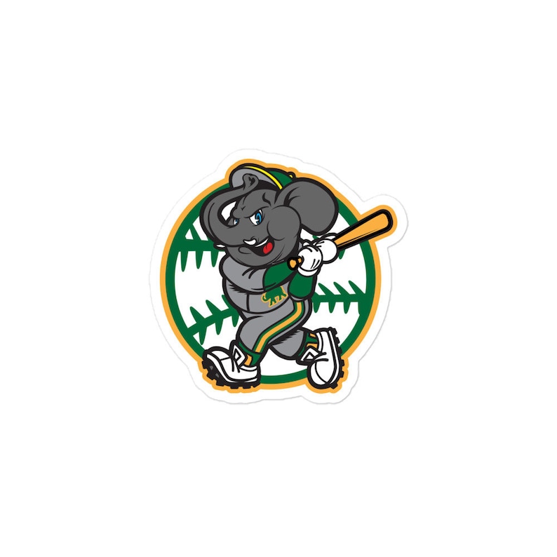 Oakland A's Elephant Swinging for the Fences Baseball Sticker - Etsy
