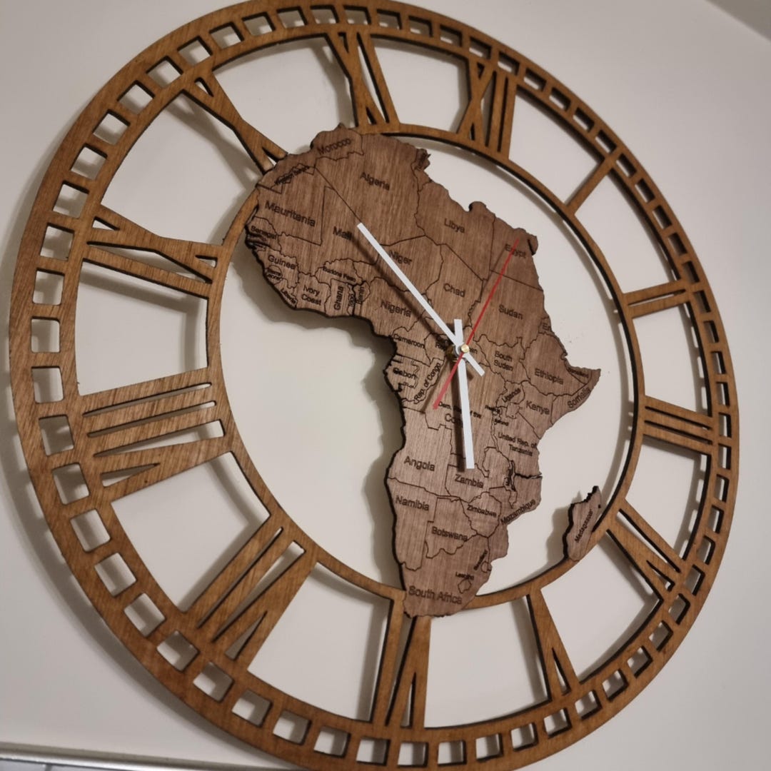 Africa Map Wooden Wall Clock - Rustic Home Decor, Personalized Gift - Etsy
