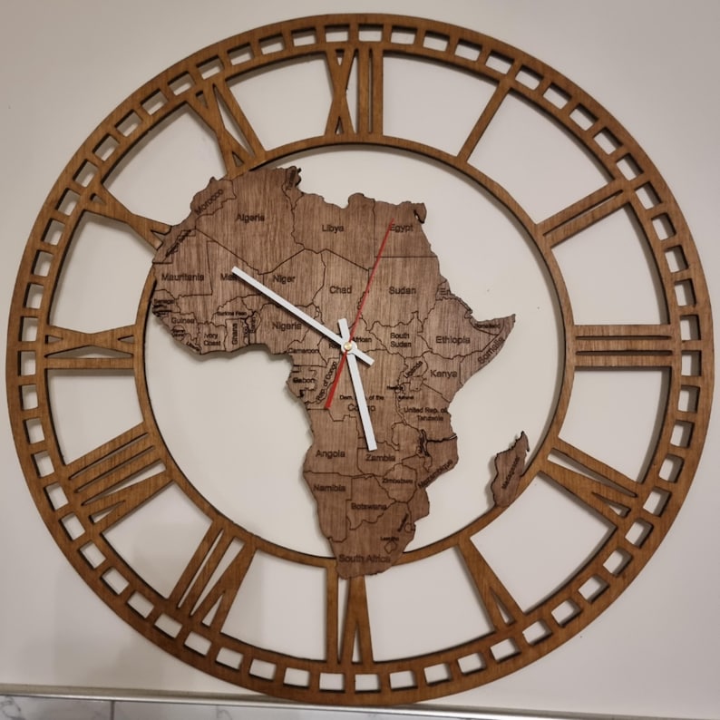 Africa Map Wooden Wall Clock - Rustic Home Decor, Personalized Gift - Etsy