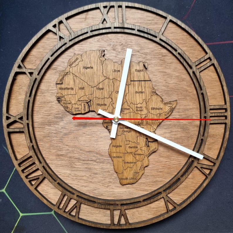 Wooden Wall Clock With African Map – Customizable Home Decor - Etsy UK