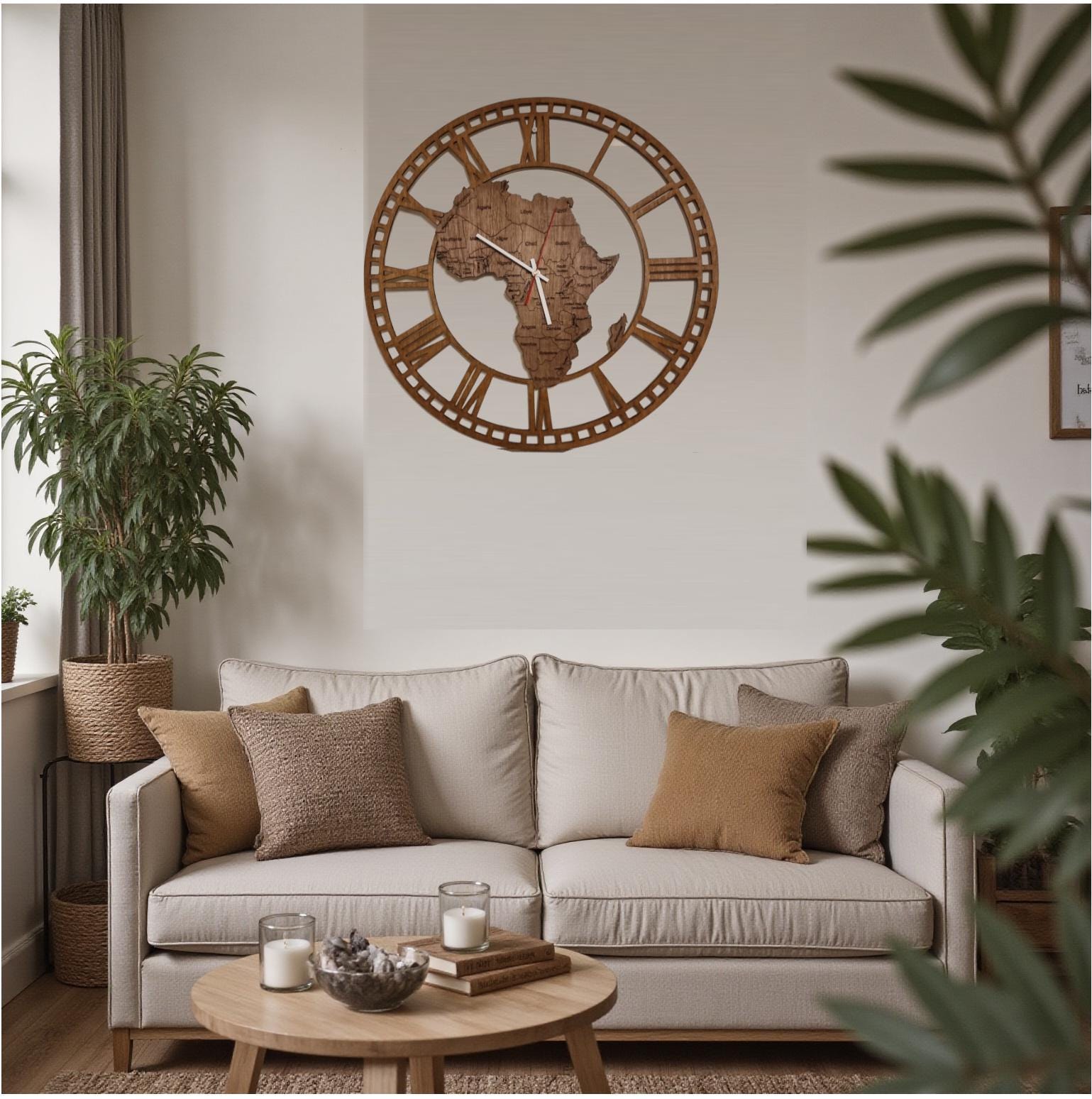 Africa Map Wooden Wall Clock - Rustic Home Decor, Personalized Gift ...