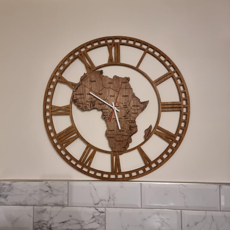 Africa Map Wooden Wall Clock - Rustic Home Decor, Personalized Gift - Etsy