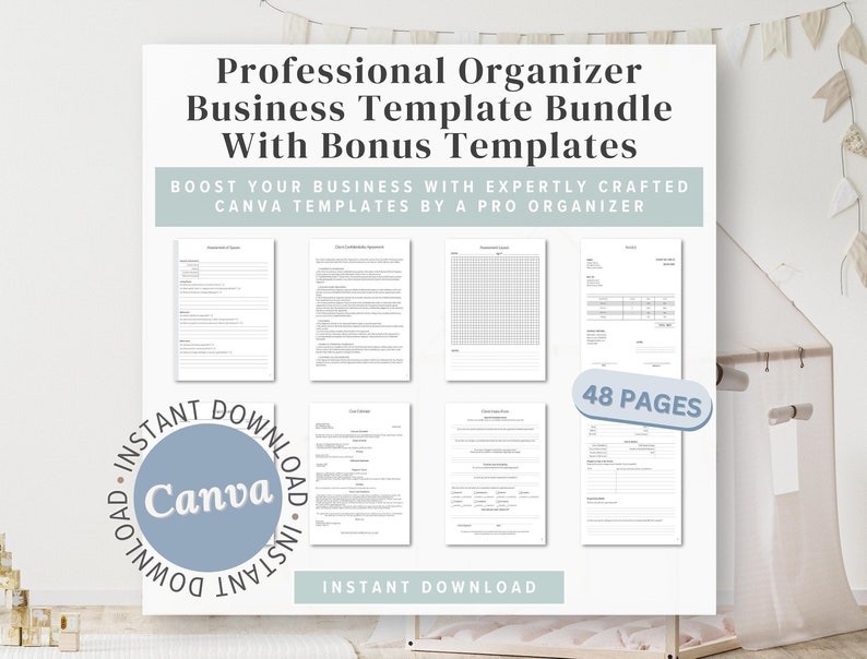 Professional Organizer Business Templates, Editable Canva Forms Bundle ...