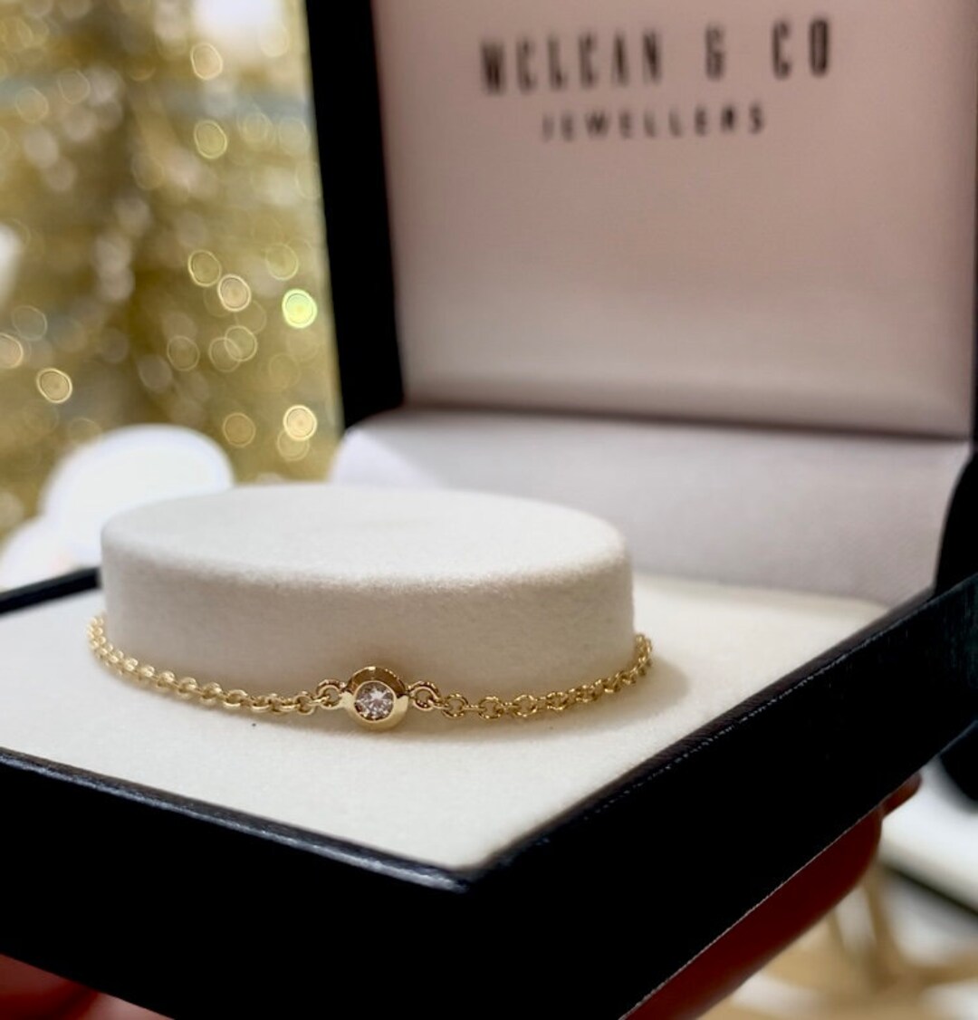 Baby Child Diamond Bracelet 9ct Gold Natural Earth Mined Diamond - Etsy