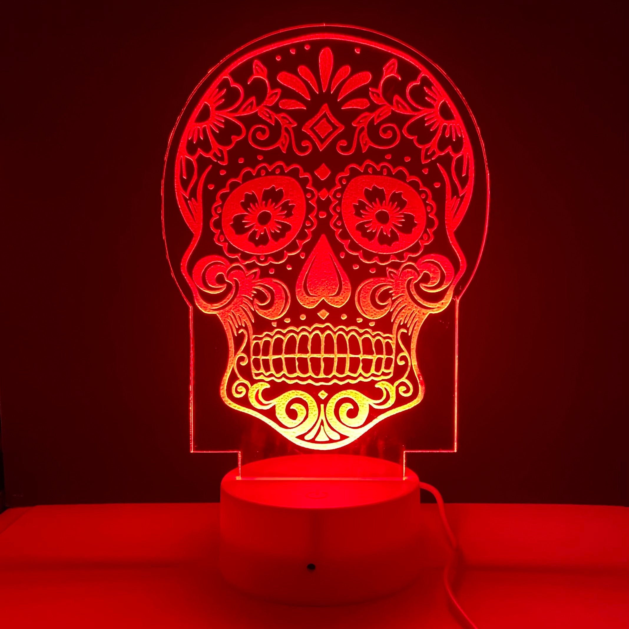 Personalised LED Sugar Skull Sugar Skull night light | Etsy