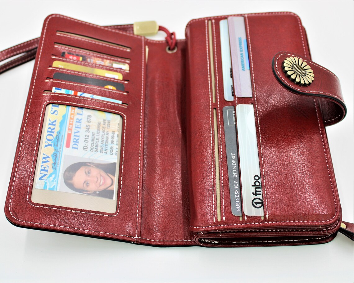 Personalized authentic large wallet for women Real leather | Etsy