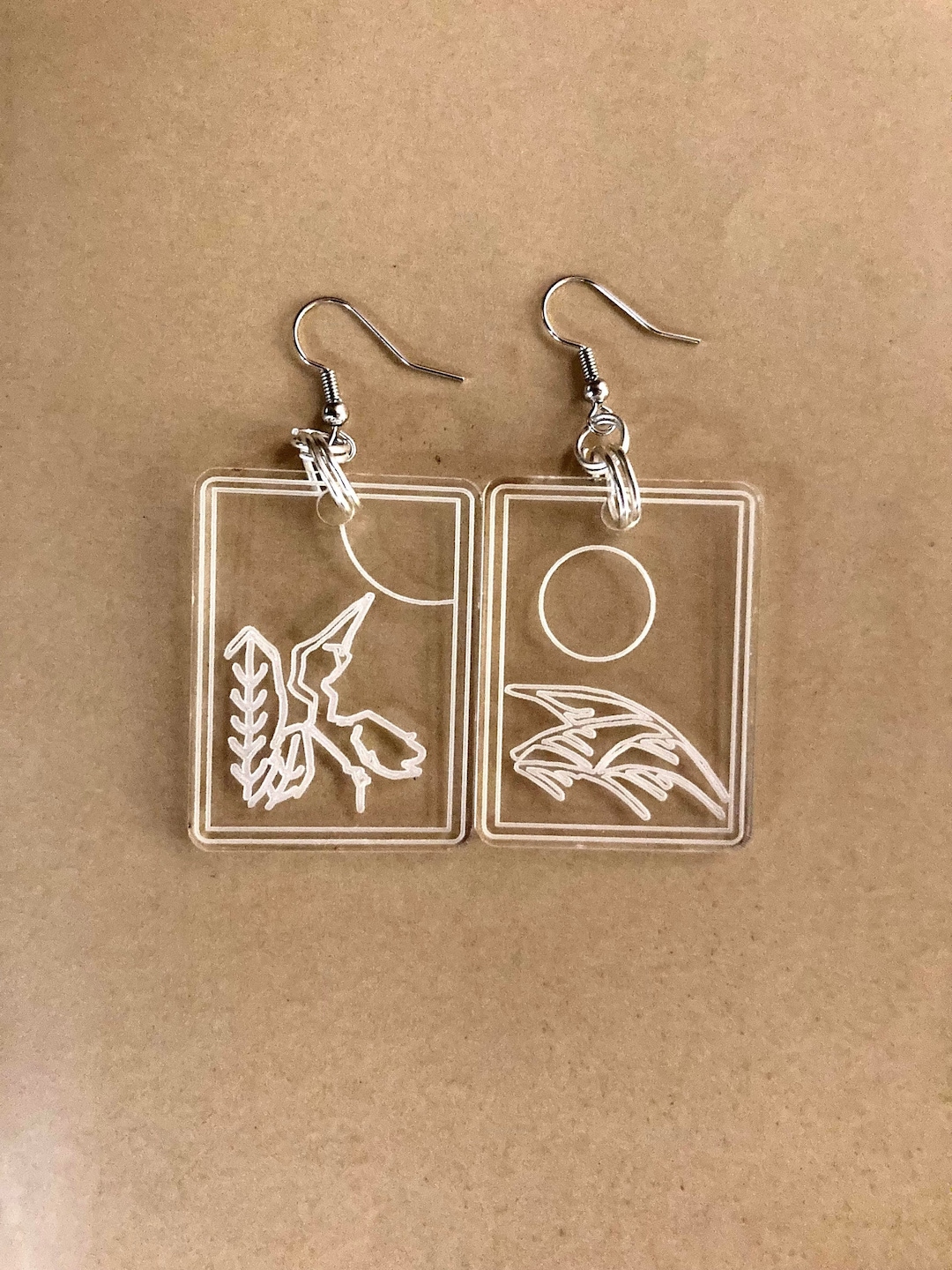 Hanafuda Earrings: Sun and Moon Design Original Clear - Etsy