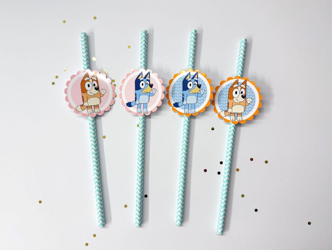 Bluey Party Straws , Bluey Decorations, Bluey Birthday, Bluey Paper ...