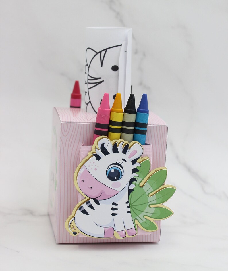 Coloring Boxes Pink Safari Birthday Giraffe Party Decor - Etsy