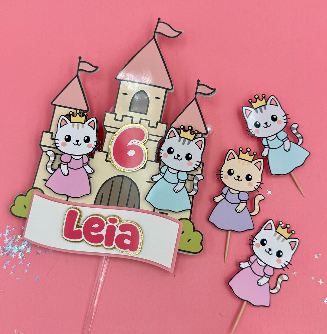 Cat Cake Topper, Kitten Birthday Decor, Princess Cat Party - Etsy