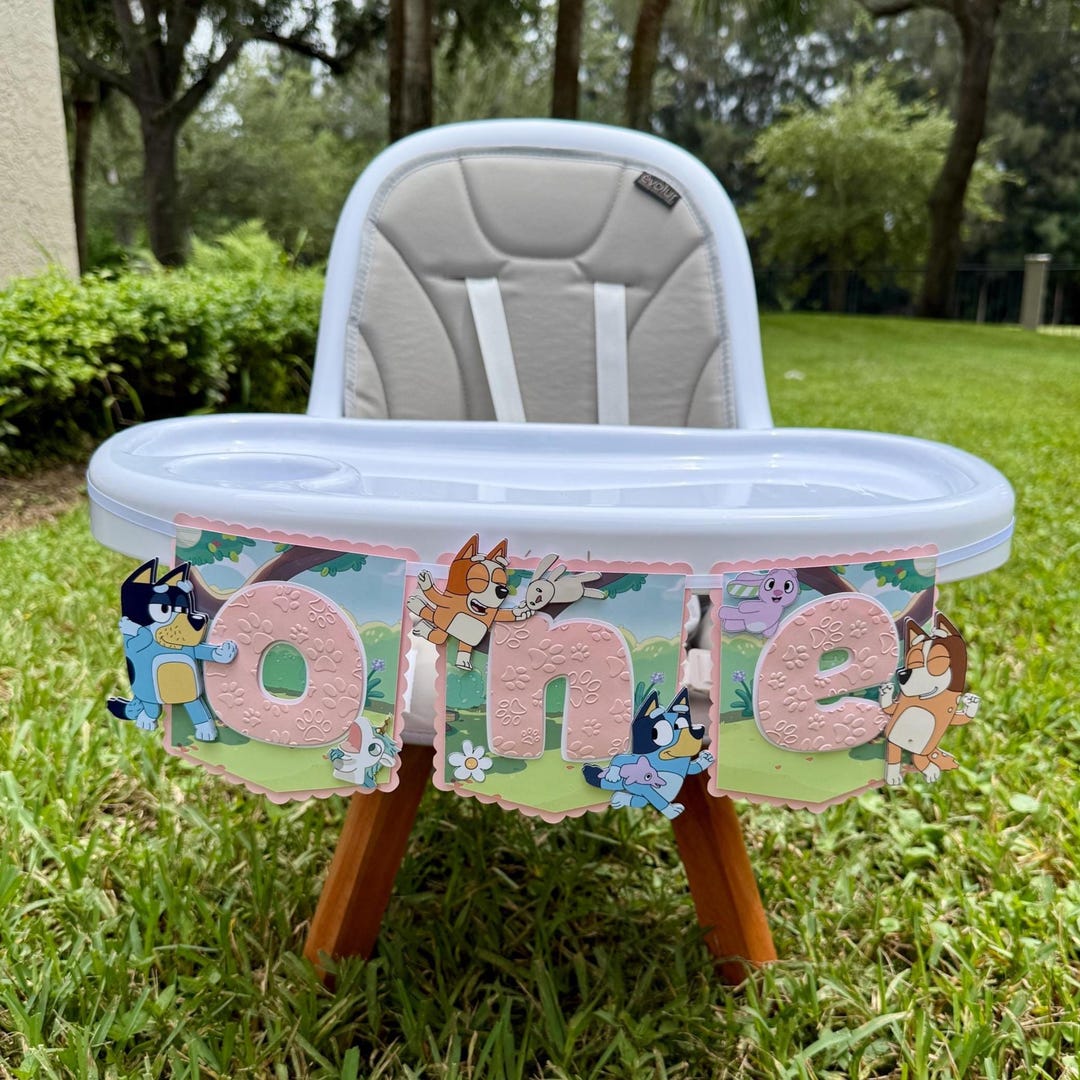Bluey ONE High Chair Banner: Bingo Birthday Party Decor - Bluey and ...