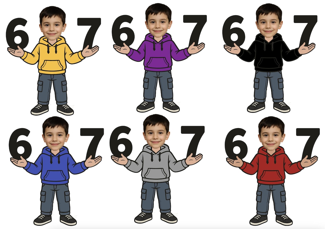 6 7 Cutout: 6-7 Face Prop, Six Seven Meme - Etsy