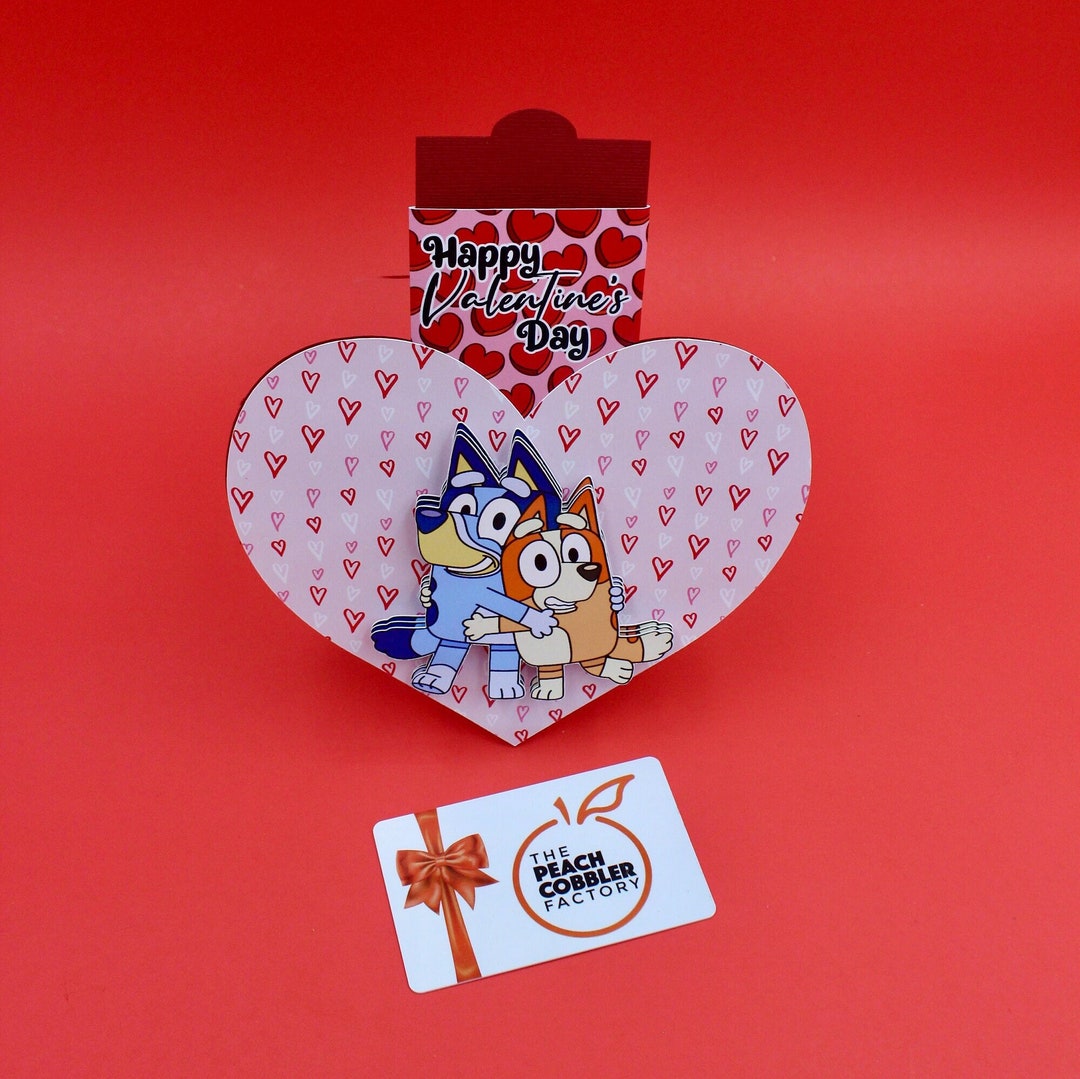 Bluey Heart Giftcard Holder, Valentine's Day Gift Card Holder, Bluey ...